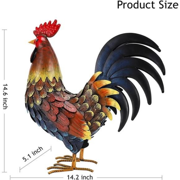 Accents | Rooster Decor Garden Statue Metal Chicken Yard Art Outdoor ...